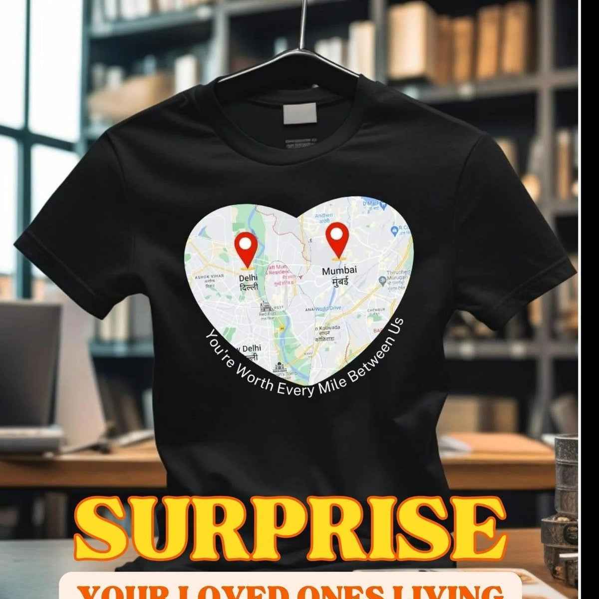 Long Distance Couple Map T-Shirts: Cherishing Love Across Miles – Young ...